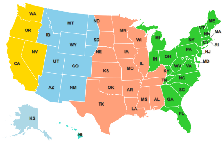 US Time Zone Map - Current Time in Different States - 4MeNearMe.com